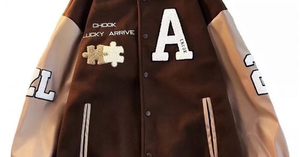 Achock Brown Wool Varsity Jacket